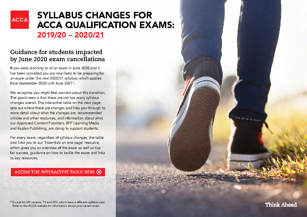 ACCA Syllabus Changes 2020 Final - Guidance for students impacted by ...