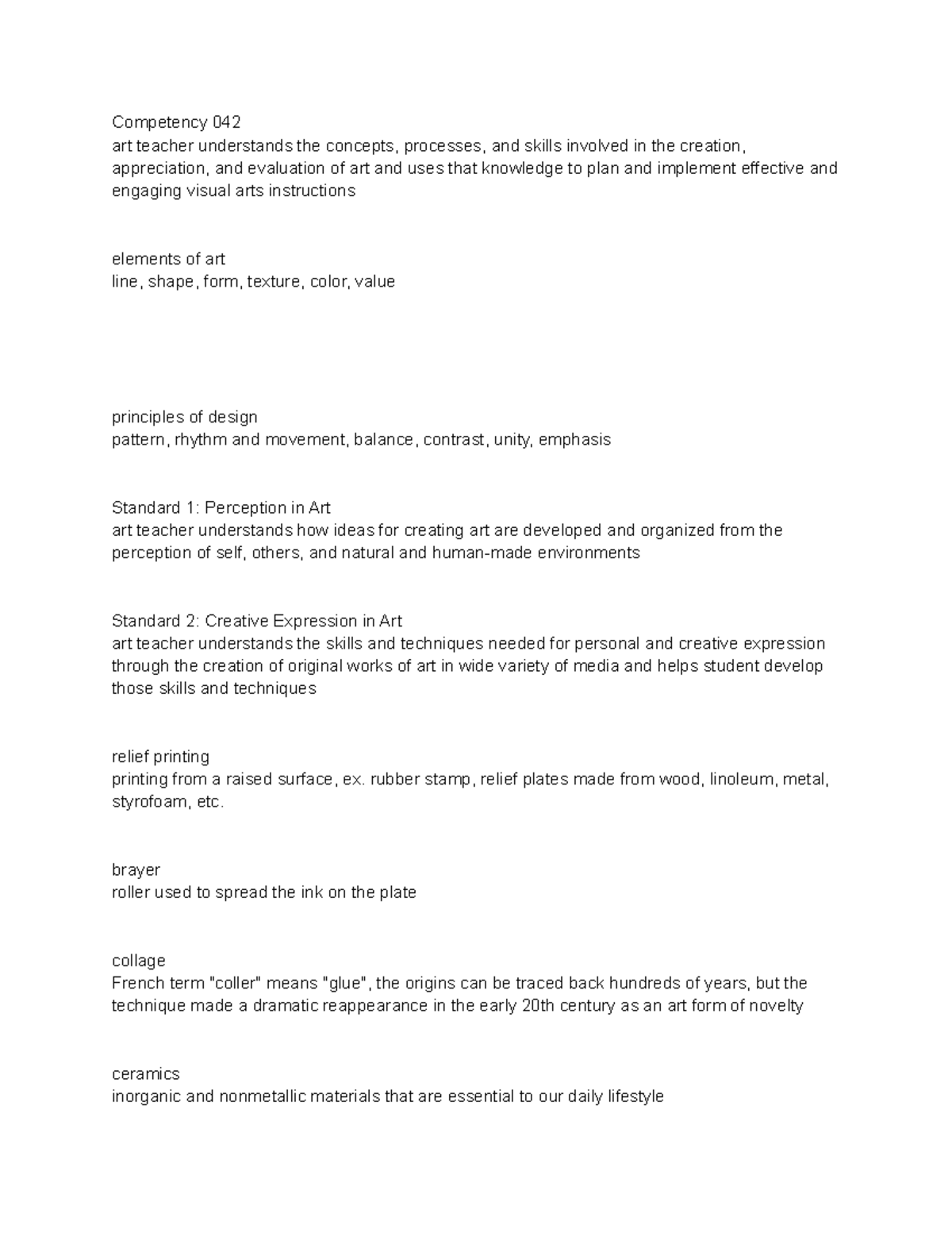 Fine arts competency 42 - Competency 042 art teacher understands the ...