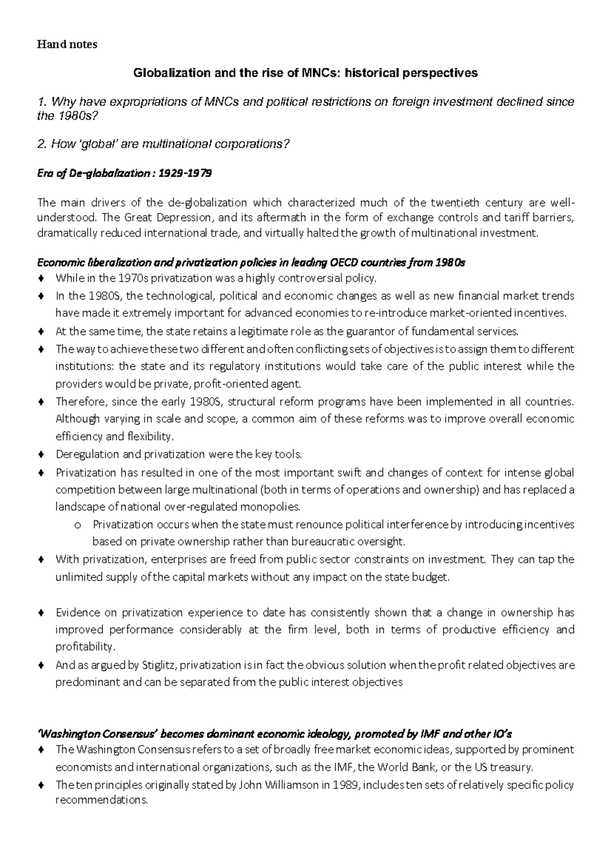 IR453 - The rise of MNCs - Globalization and the rise of MNCs ...