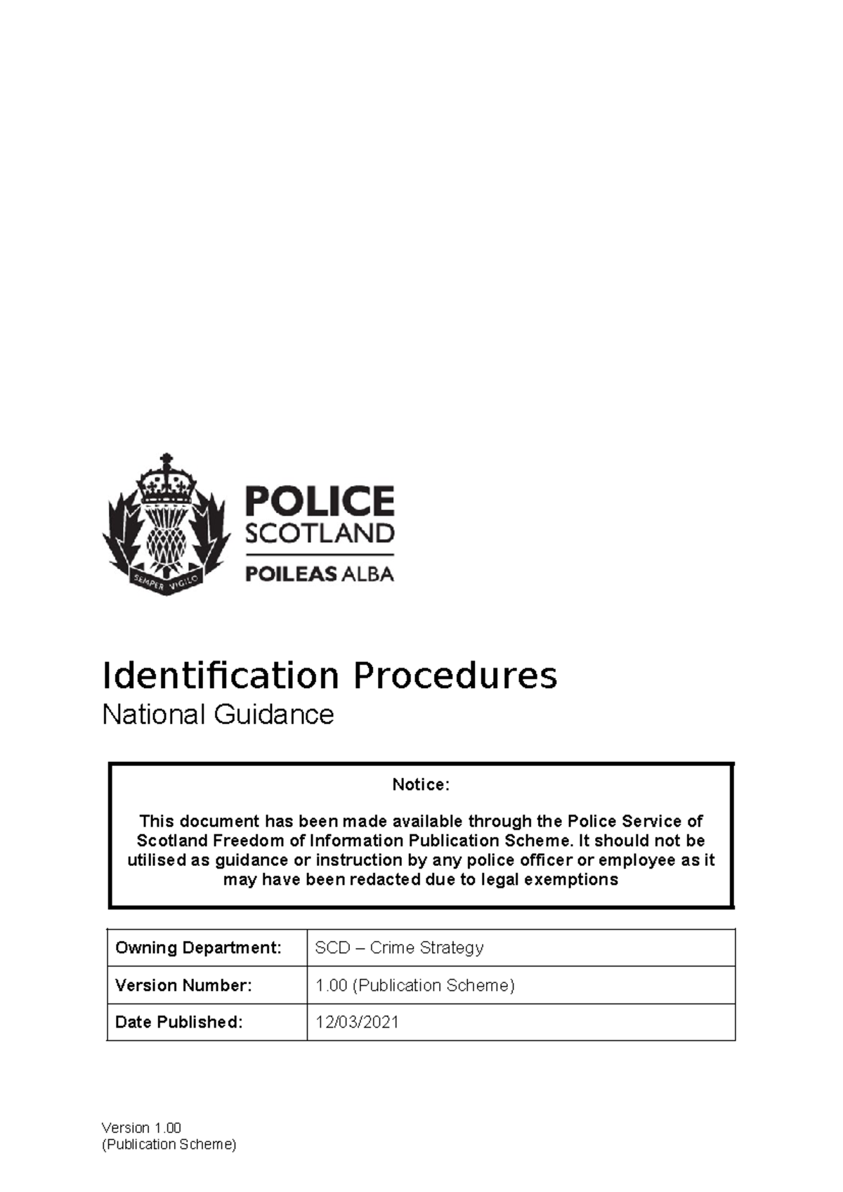 Identification procedures national guidance - Identification Procedures ...
