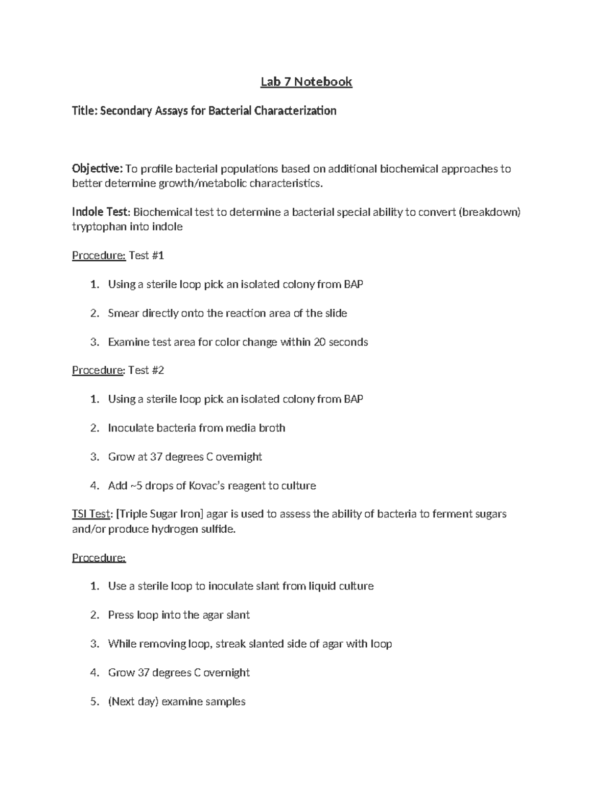 Lab 7 Notebook - lab 7 - Lab 7 Notebook Title: Secondary Assays for ...