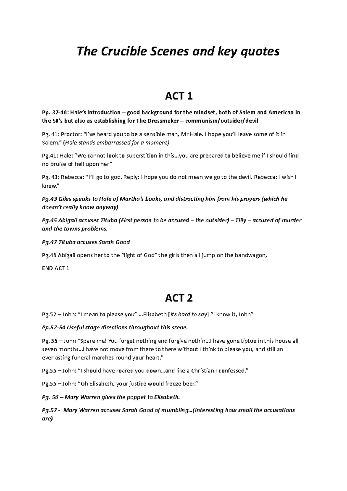 The Crucible Scenes and Quotes 2023 - The Crucible Scenes and key ...