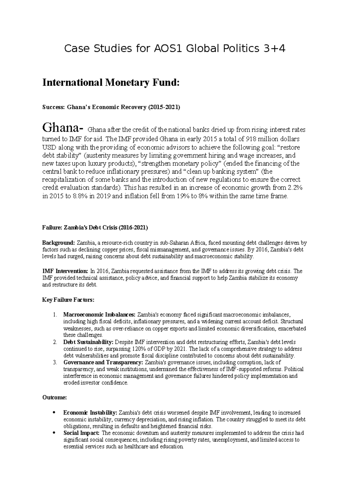 AOS1 Case Studies - Case Studies for AOS1 Global Politics 3 ...