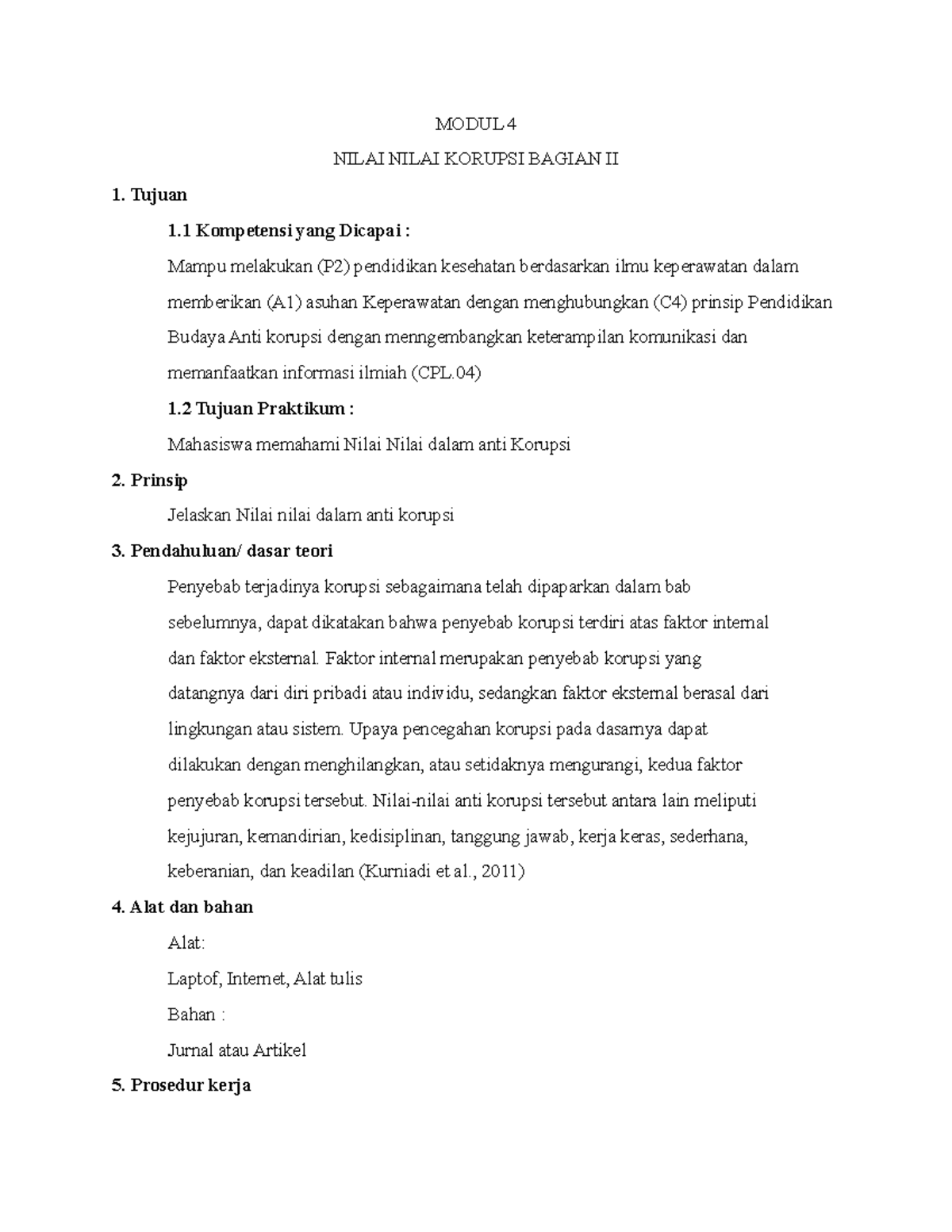 Modul 4 PBAK Klmpk 5 - ....... - MODUL 4 NILAI NILAI KORUPSI BAGIAN II ...