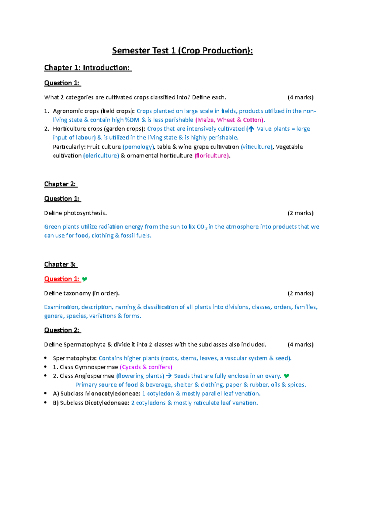 Crop Science Summary - Semester Test 1 (Crop Production): Chapter 1 ...