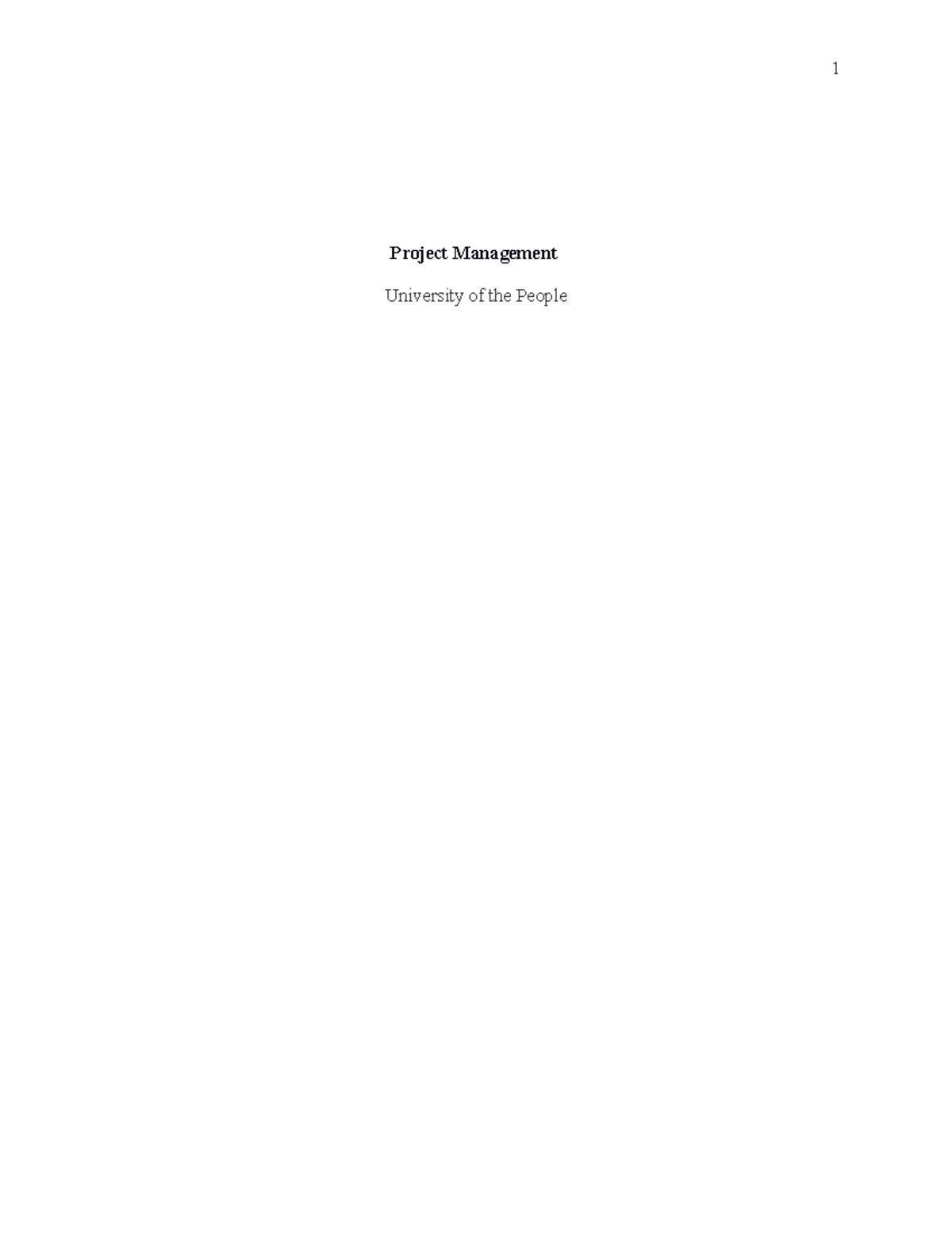 WA unit 1 Project Managment final - Project Management University of ...