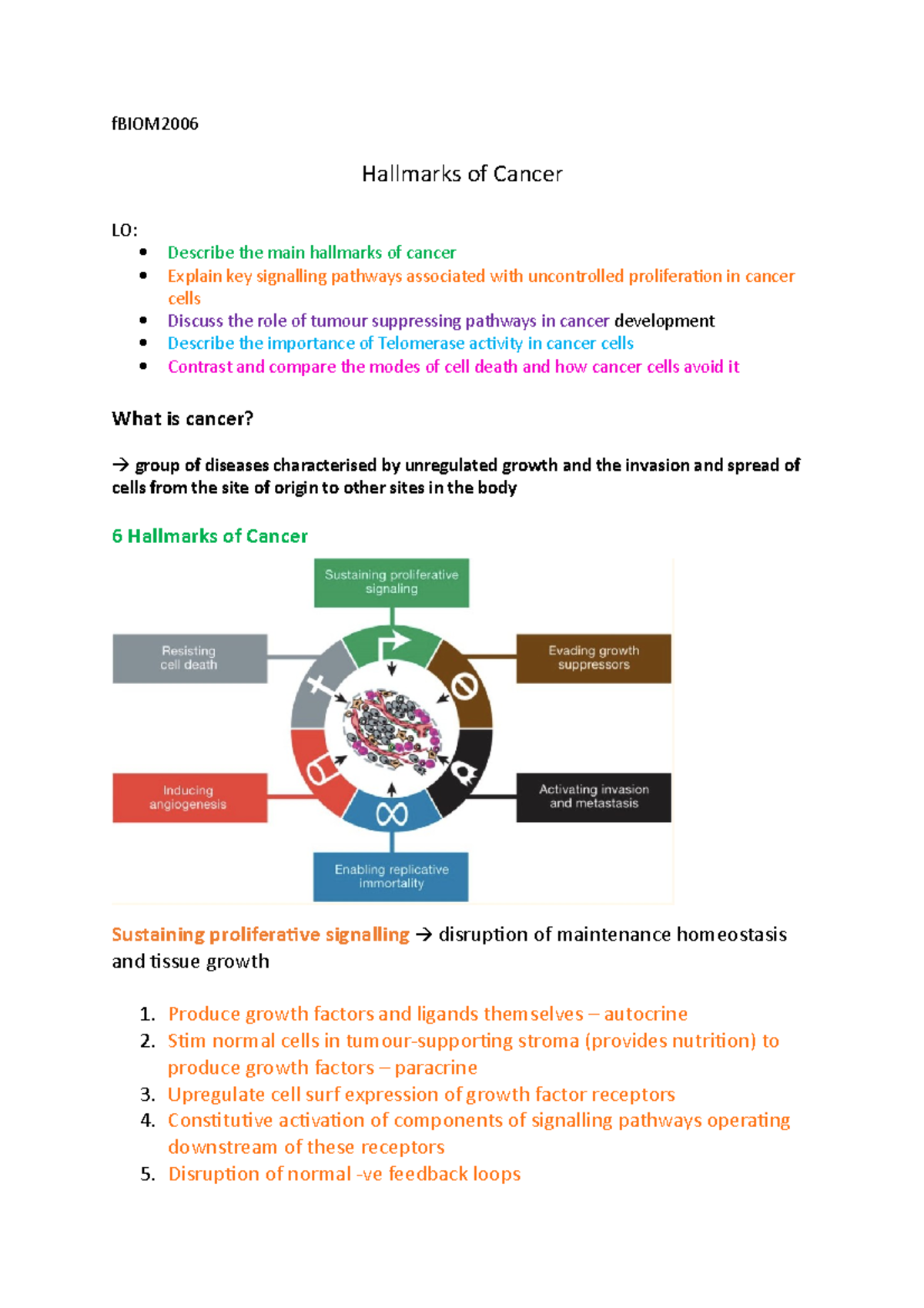 BIOM2006-hallmarks of cancer - fBIOM Hallmarks of Cancer LO: Describe ...