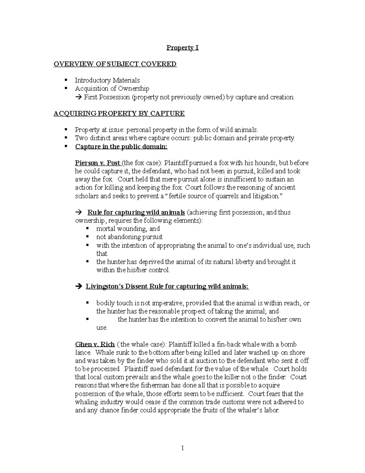 Property Outline - Property I OVERVIEW OF SUBJECT COVERED Introductory ...