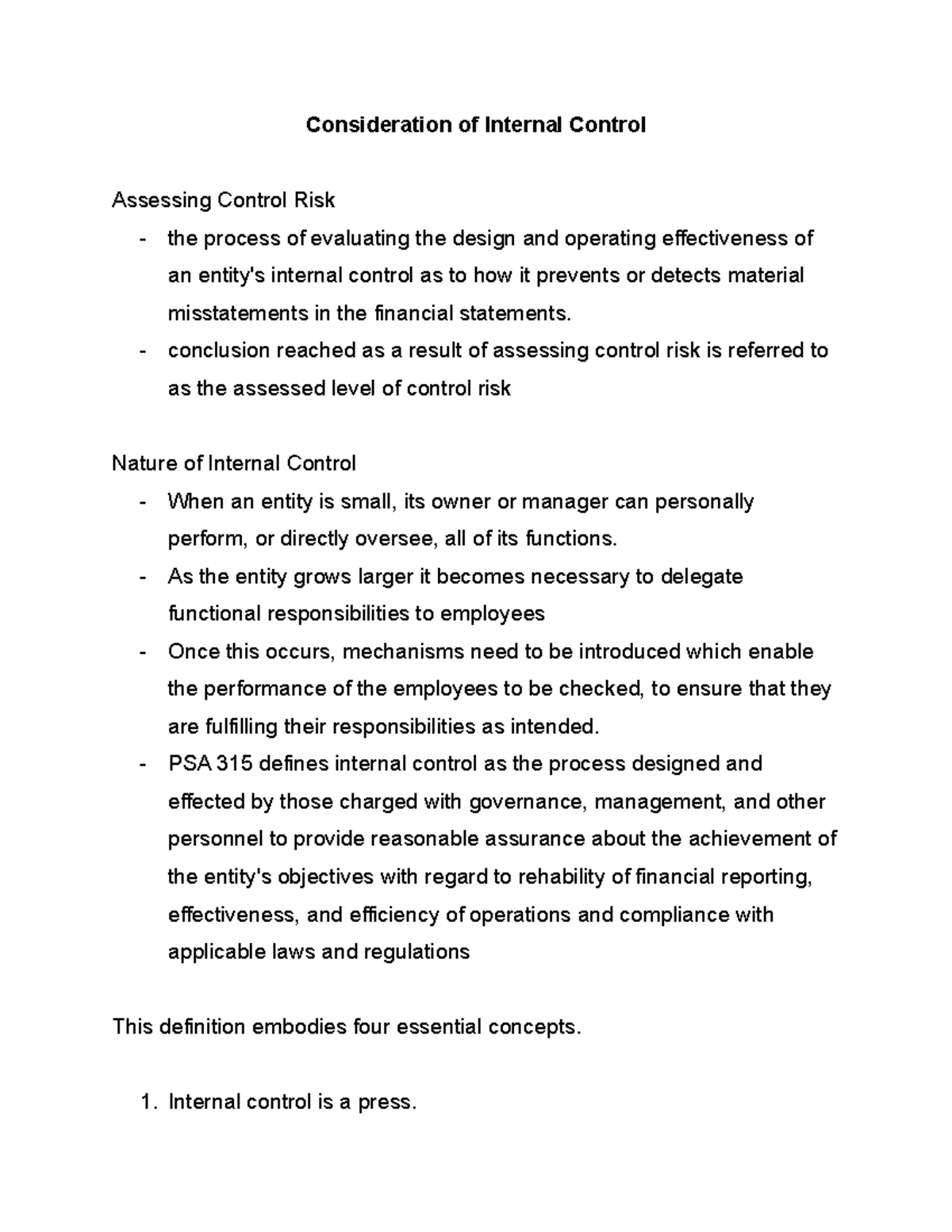 Consideration of Internal Control - Consideration of Internal Control ...