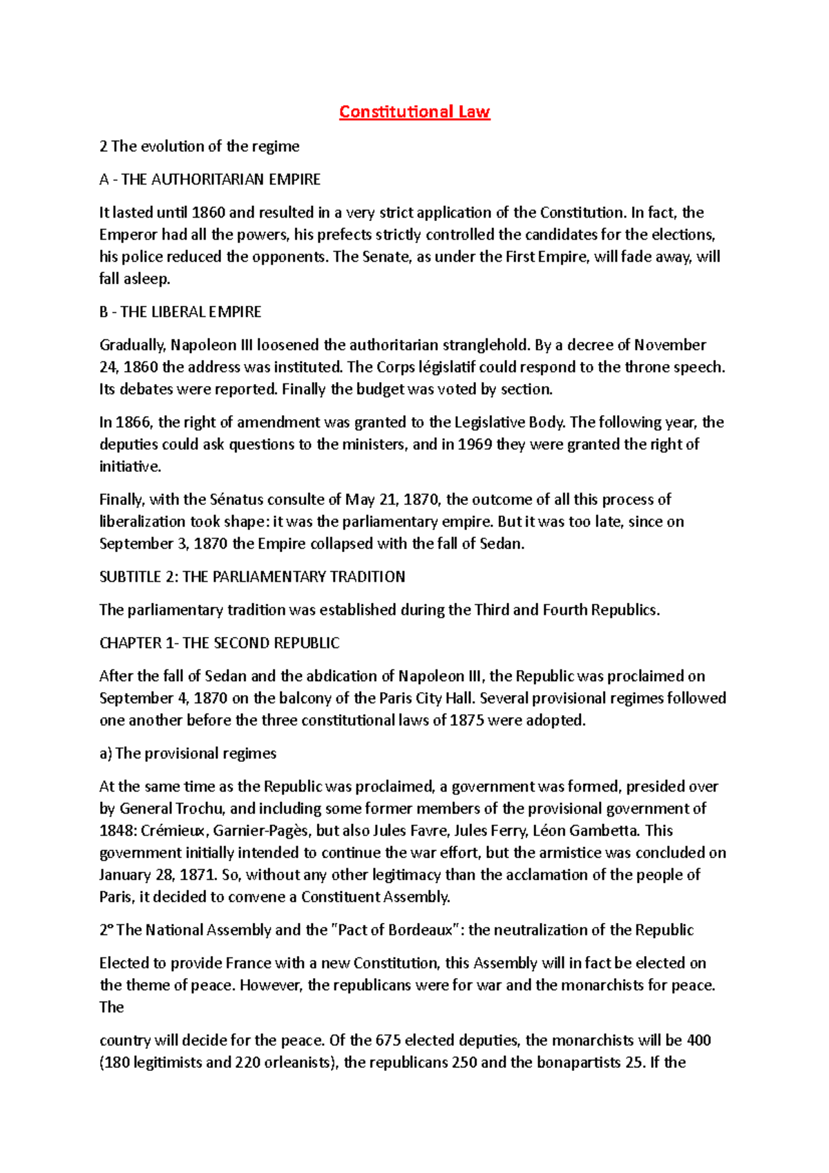 Constitutional Law 24 - In fact, the Emperor had all the powers, his ...