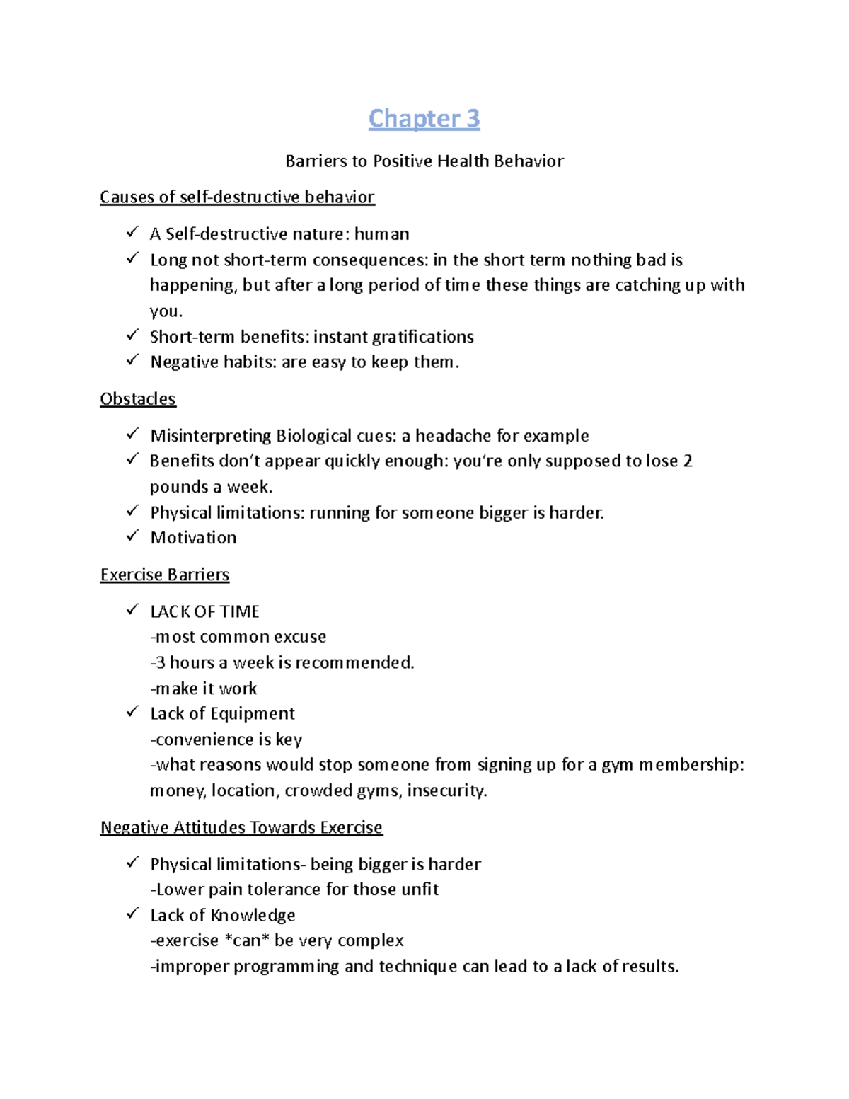 Chapter 3-health promotions - Chapter 3 Barriers to Positive Health ...