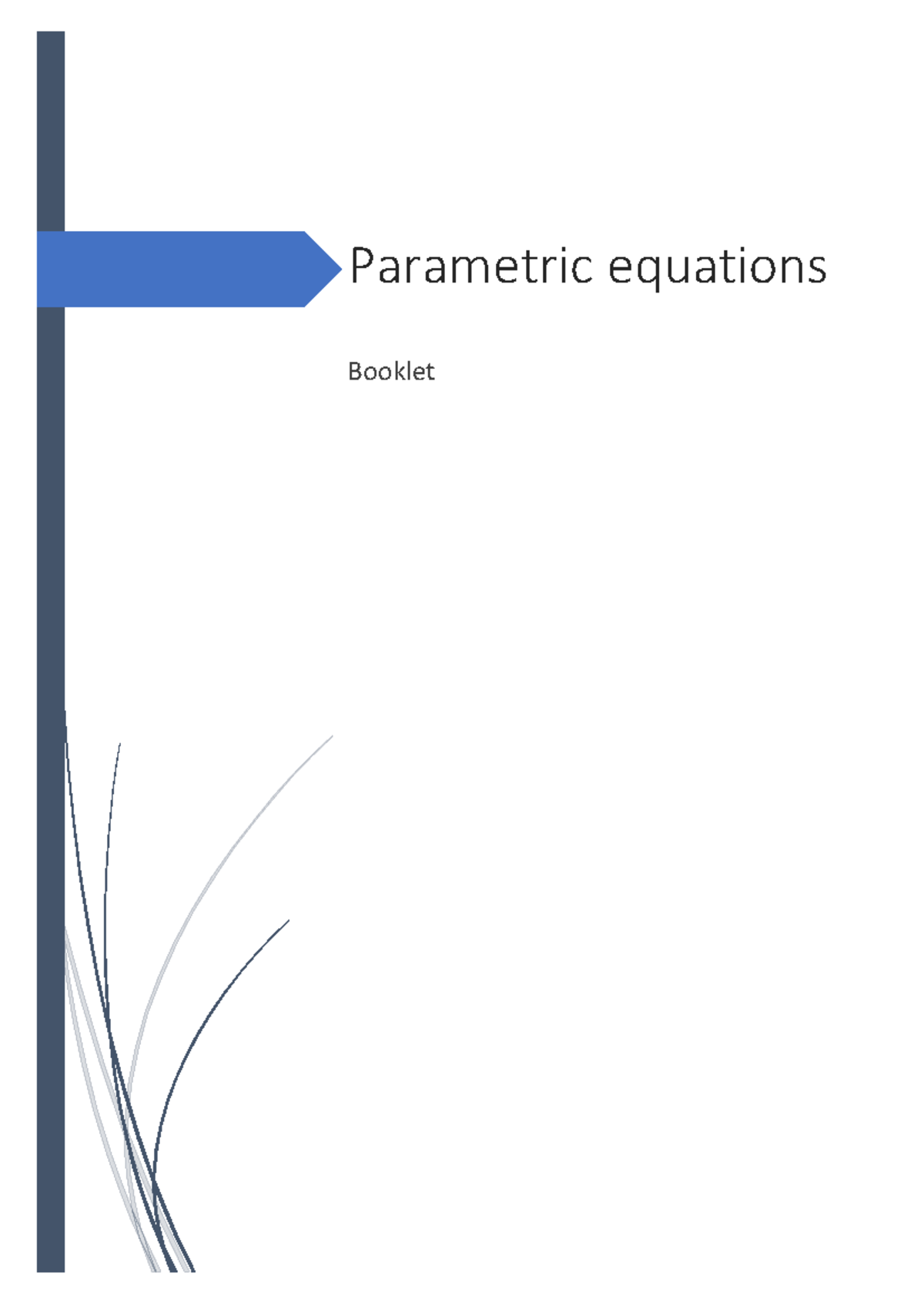 Parametric equations booklet 1 - Parametric equations Booklet ...