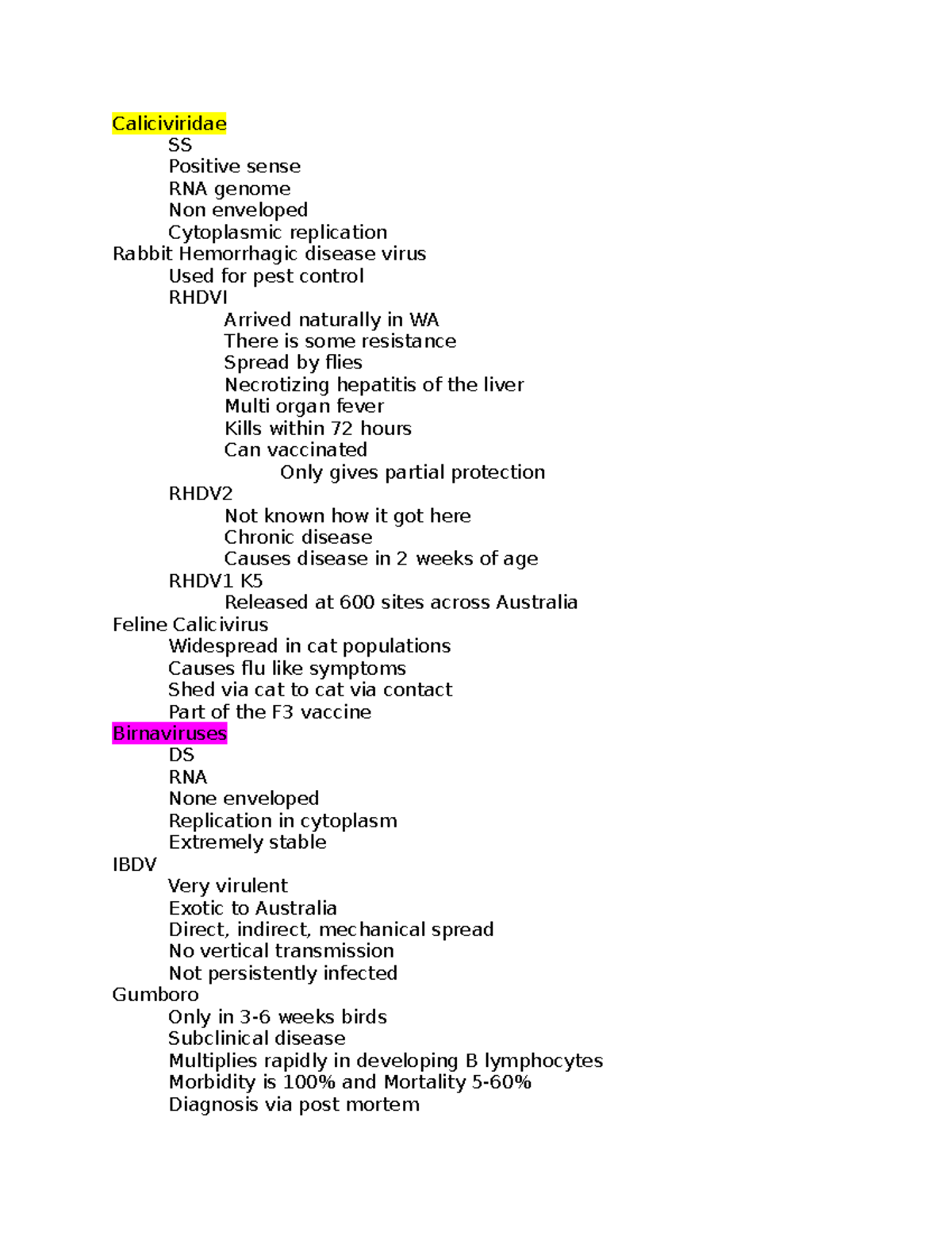 Prions - notes - Caliciviridae SS Positive sense RNA genome Non ...