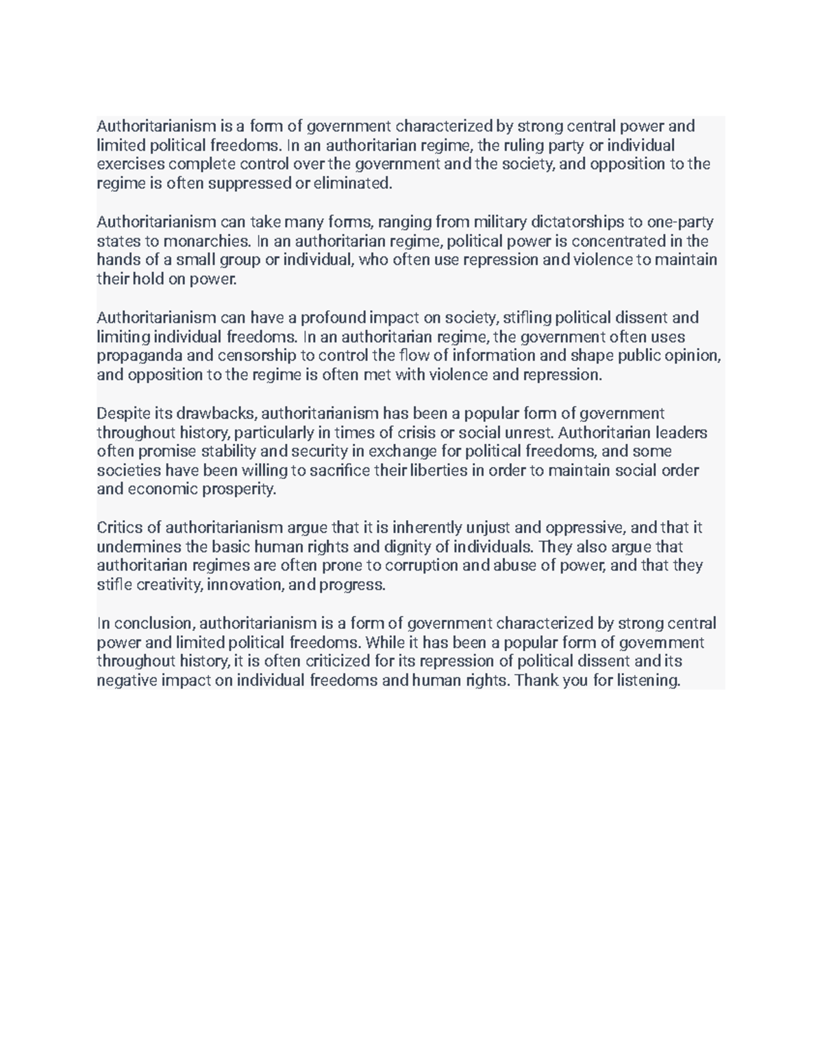 Authoritarianism lecture - Authoritarianism is a form of government ...