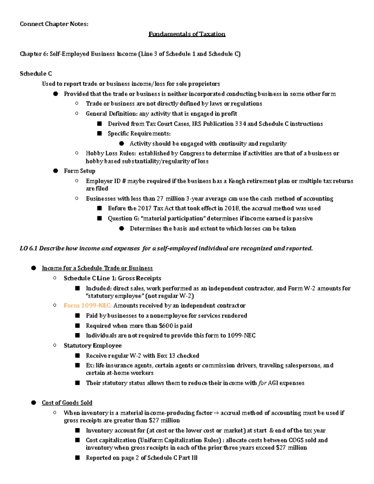 Mc Graw Hill Fundamentals of Taxation Ana Cruz 16e Chapter 6 Notes ...