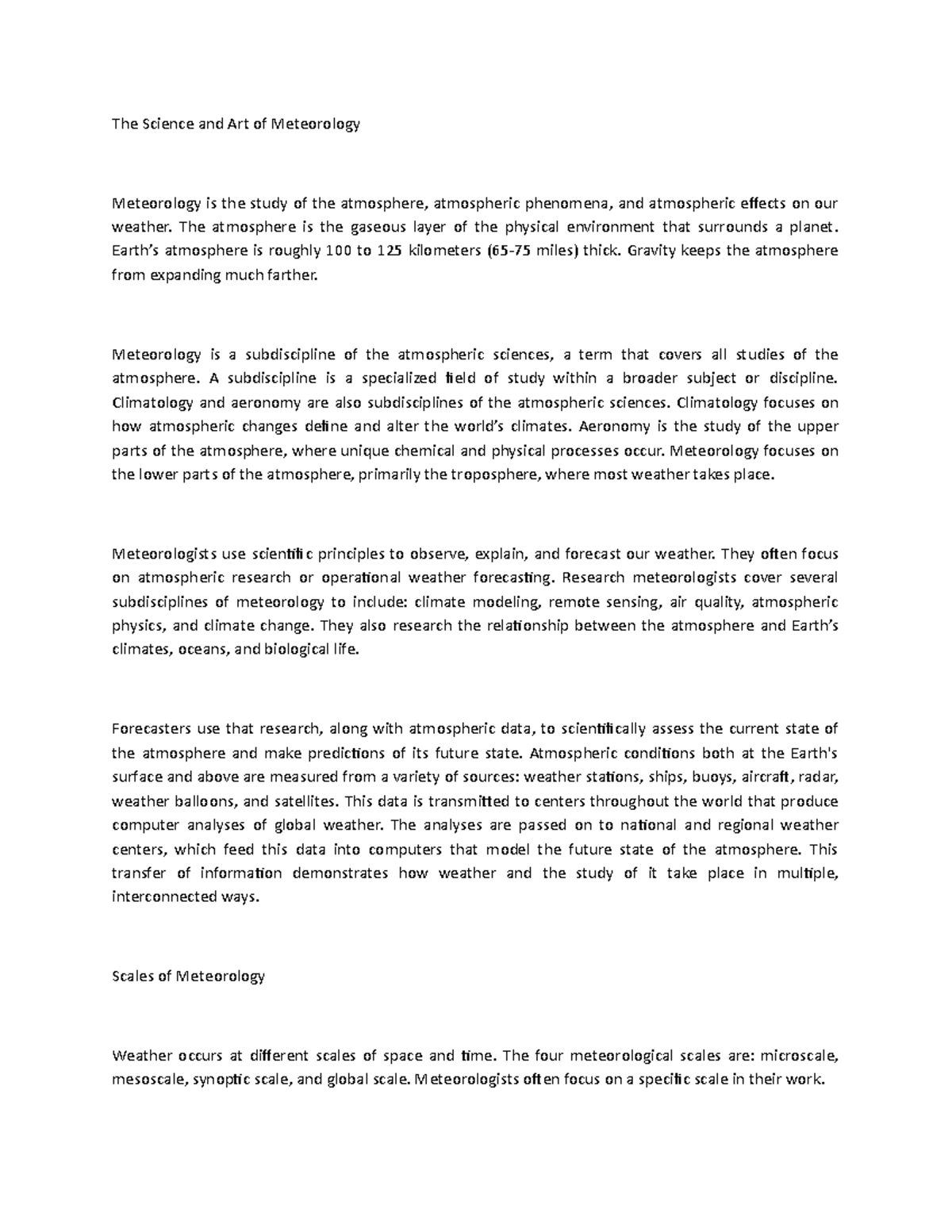 The Science and Art of Meteorology - The Science and Art of Meteorology ...