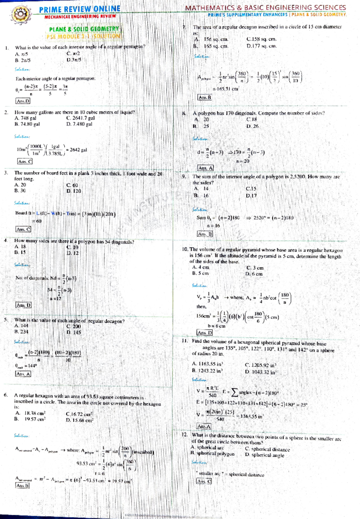 3 - Geometry - PRIME REVIEW ONLINE MECHANICAL ENGINEERING REVIEw ...