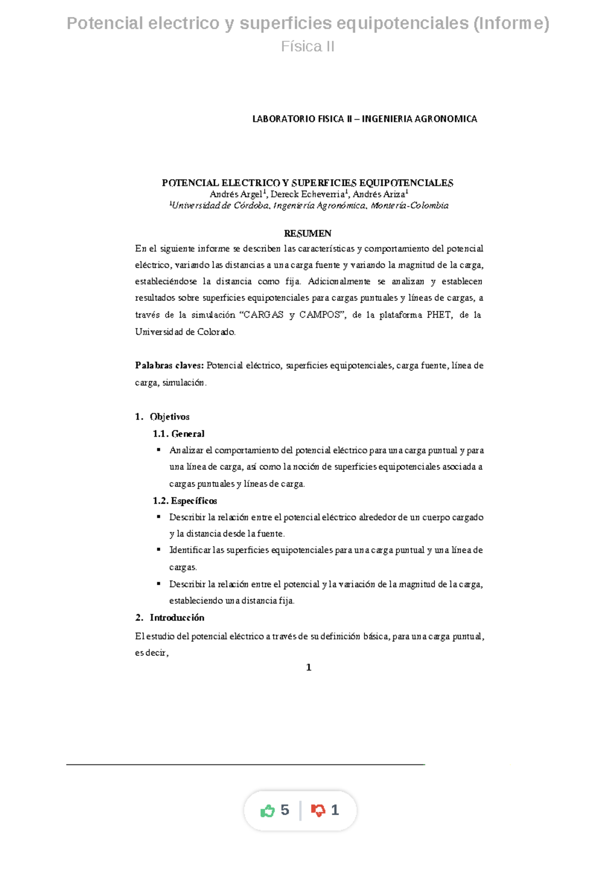 Potencial-electrico-y-superficies-equipotenciales-informe compress - Potencial electrico y - Studocu