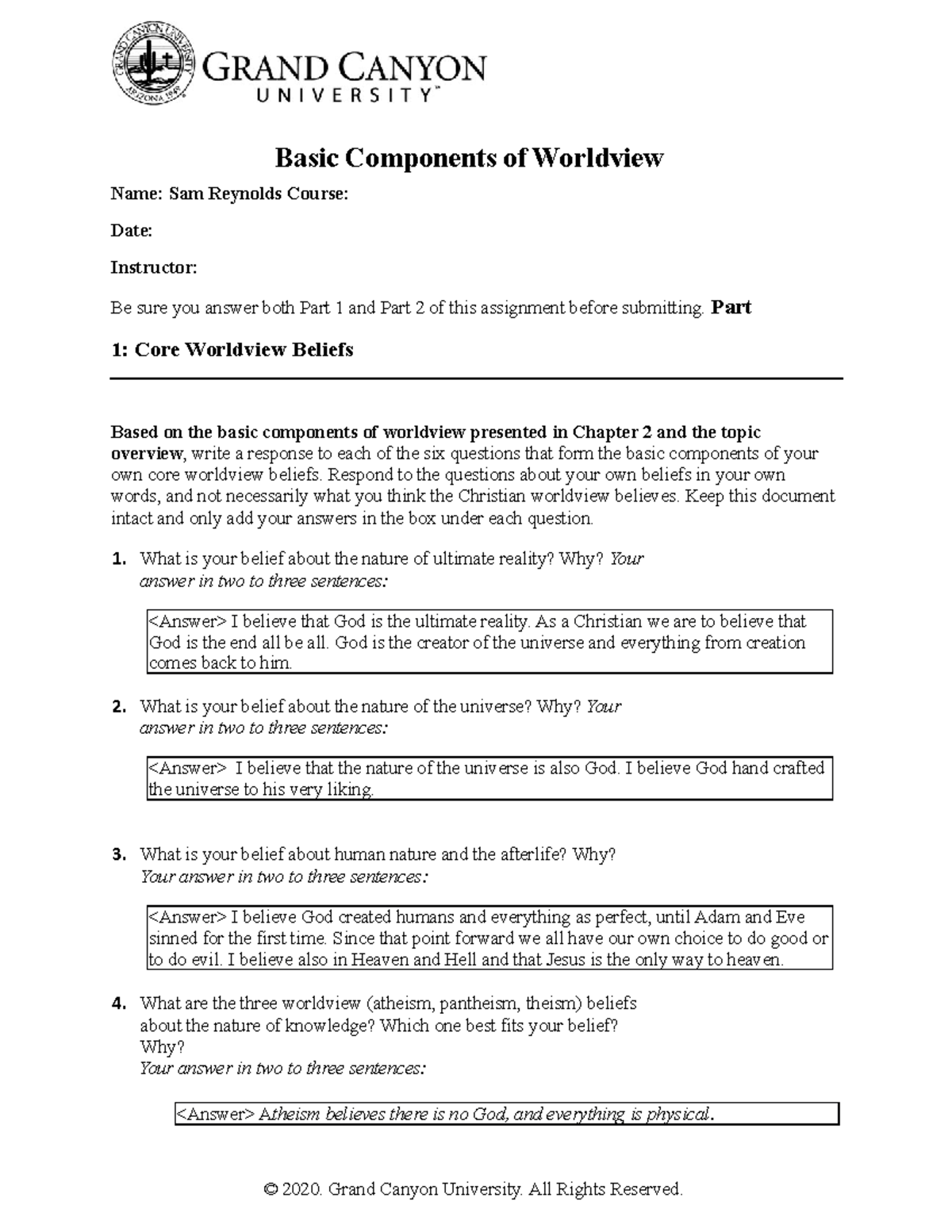 CWV sept 7 basic components of worldview - Basic Components of ...