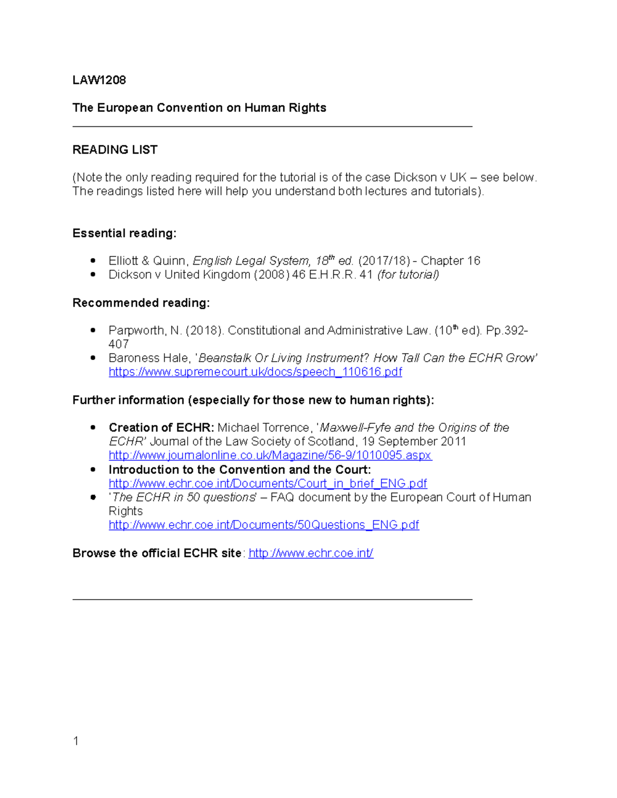Legal Skills- ECHR - LAW The European Convention on Human Rights ...