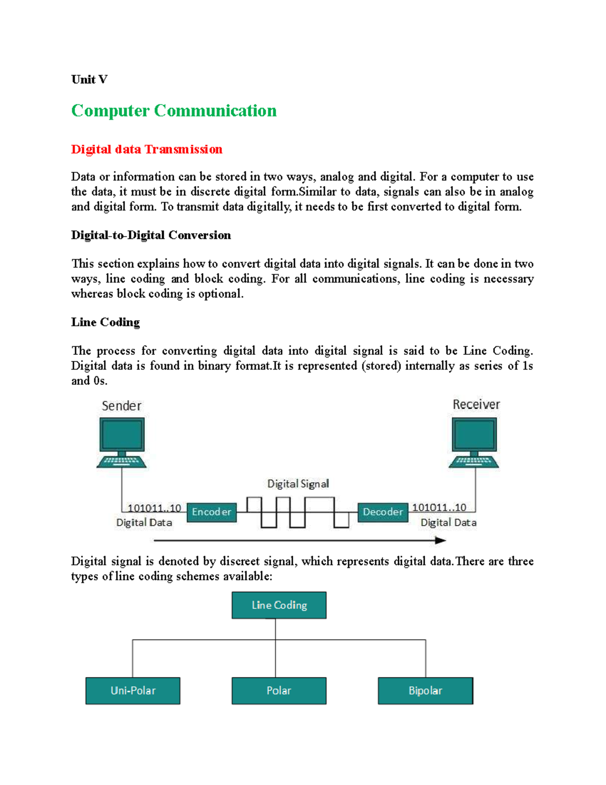 Communication Electronics unit 5 - Unit V Computer Communication ...
