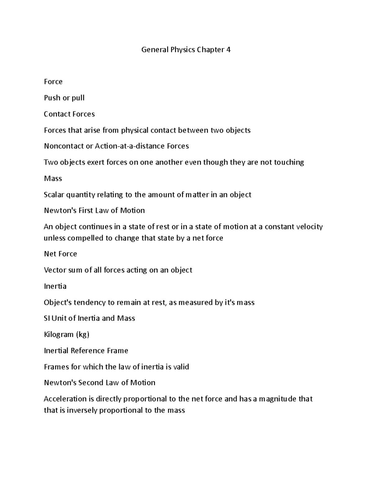 General Physics Chapter 4 - Studocu