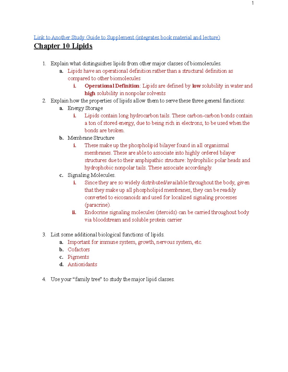 Bio Chem Exam 3 Study Guide - Link to Another Study Guide to Supplement ...