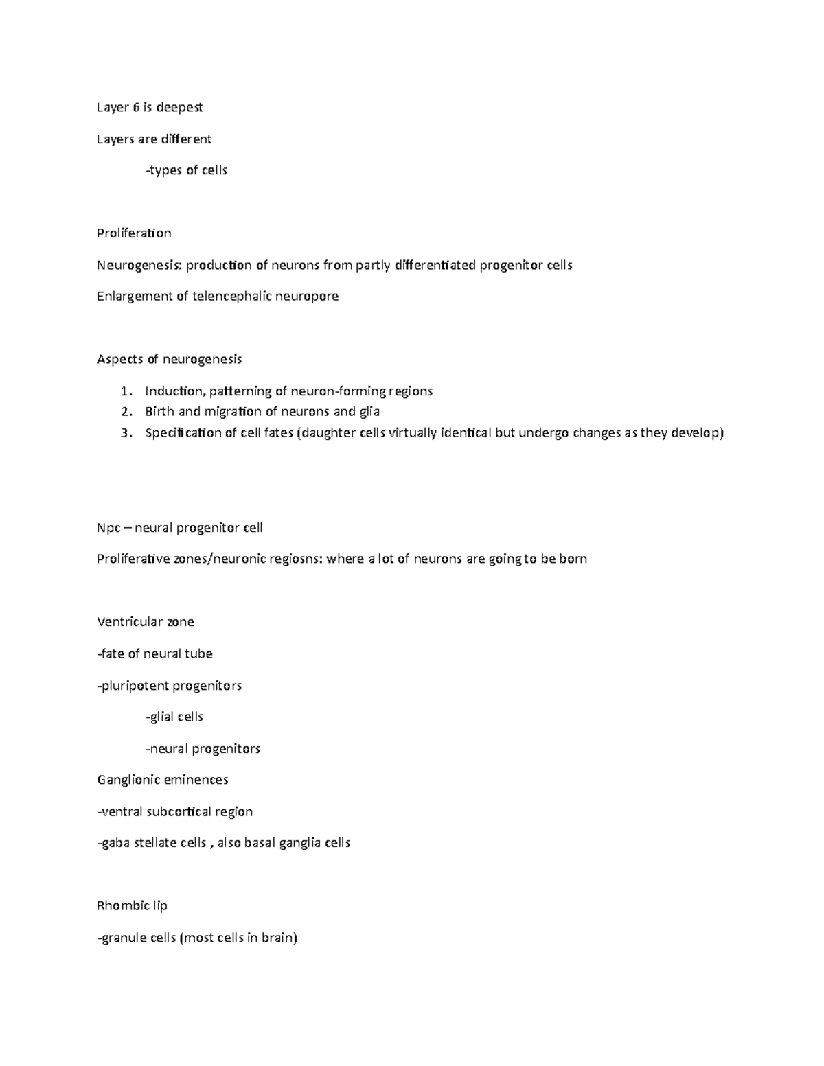 Cogs 115 feb 2 - lecture notes - Layer 6 is deepest Layers are ...