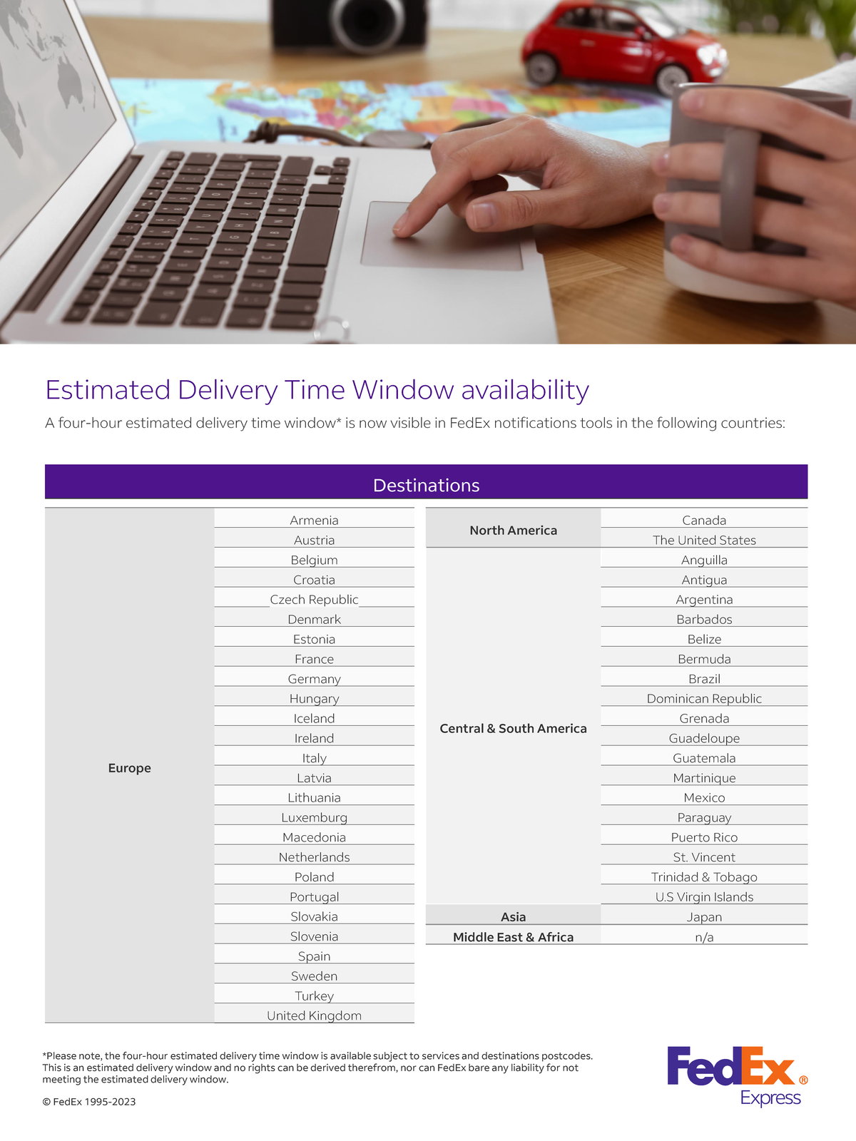 EDTW Country Table January 2023 - A four-hour estimated delivery time ...