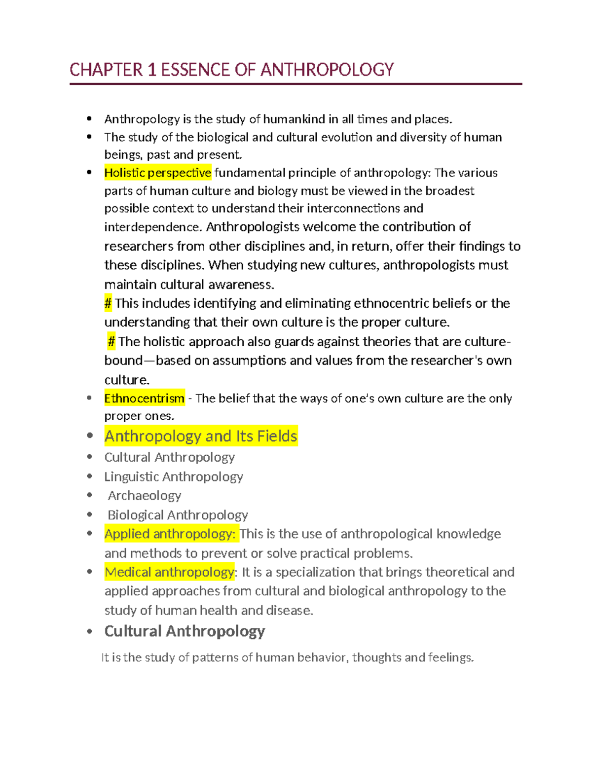 Anthropology - The study of the biological and cultural evolution and ...