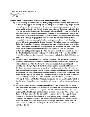 Discussion 2 History of Animation - Si and Am Discussion 2 History of ...