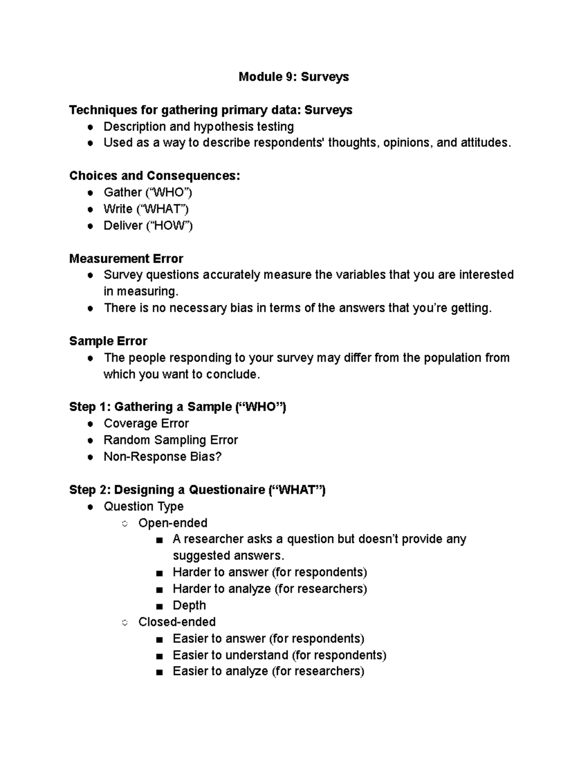 POLSCI 2NN3 - Lecture 9 Notes - Module 9: Surveys Techniques for ...