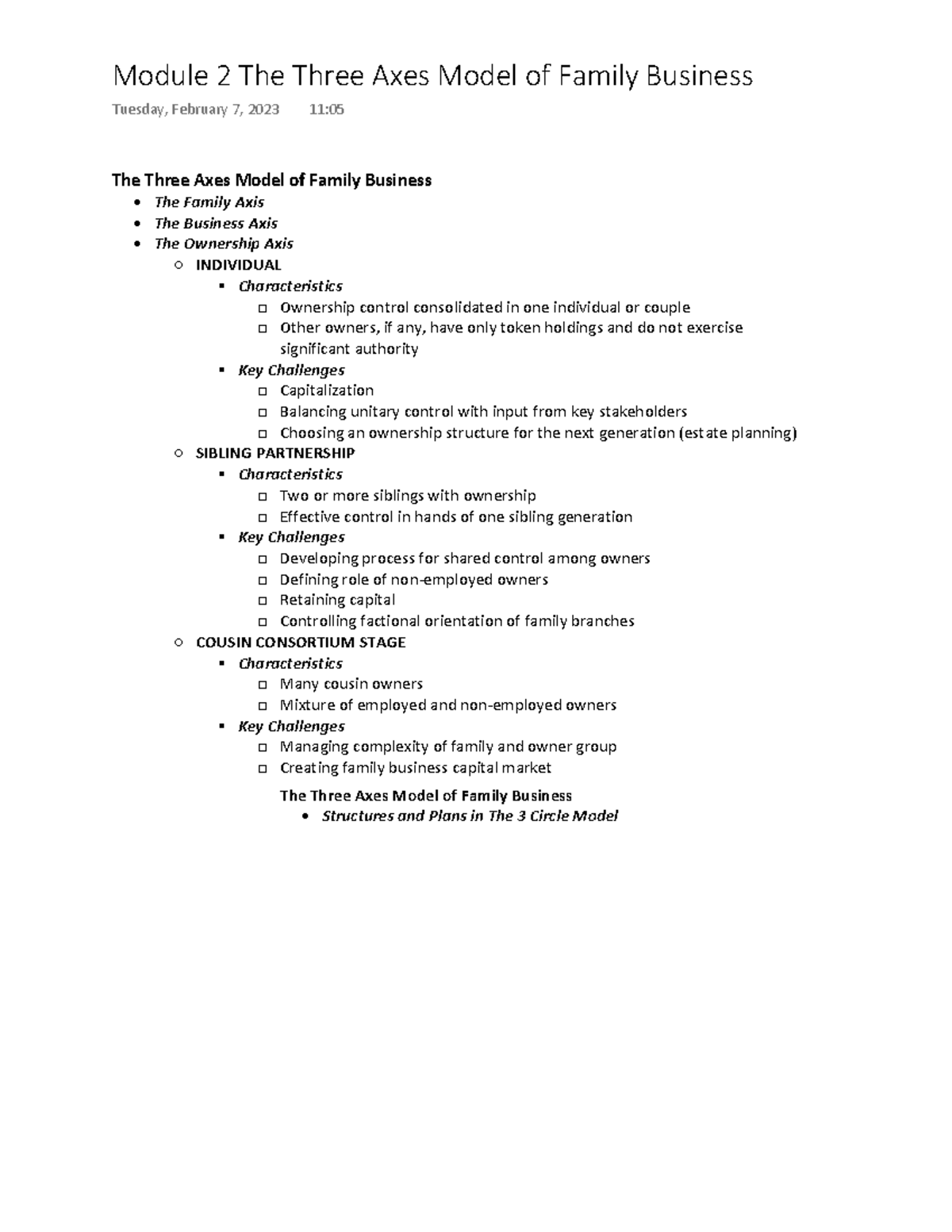Module 2 The Three Axes Model of Family Business - The Three Axes Model ...