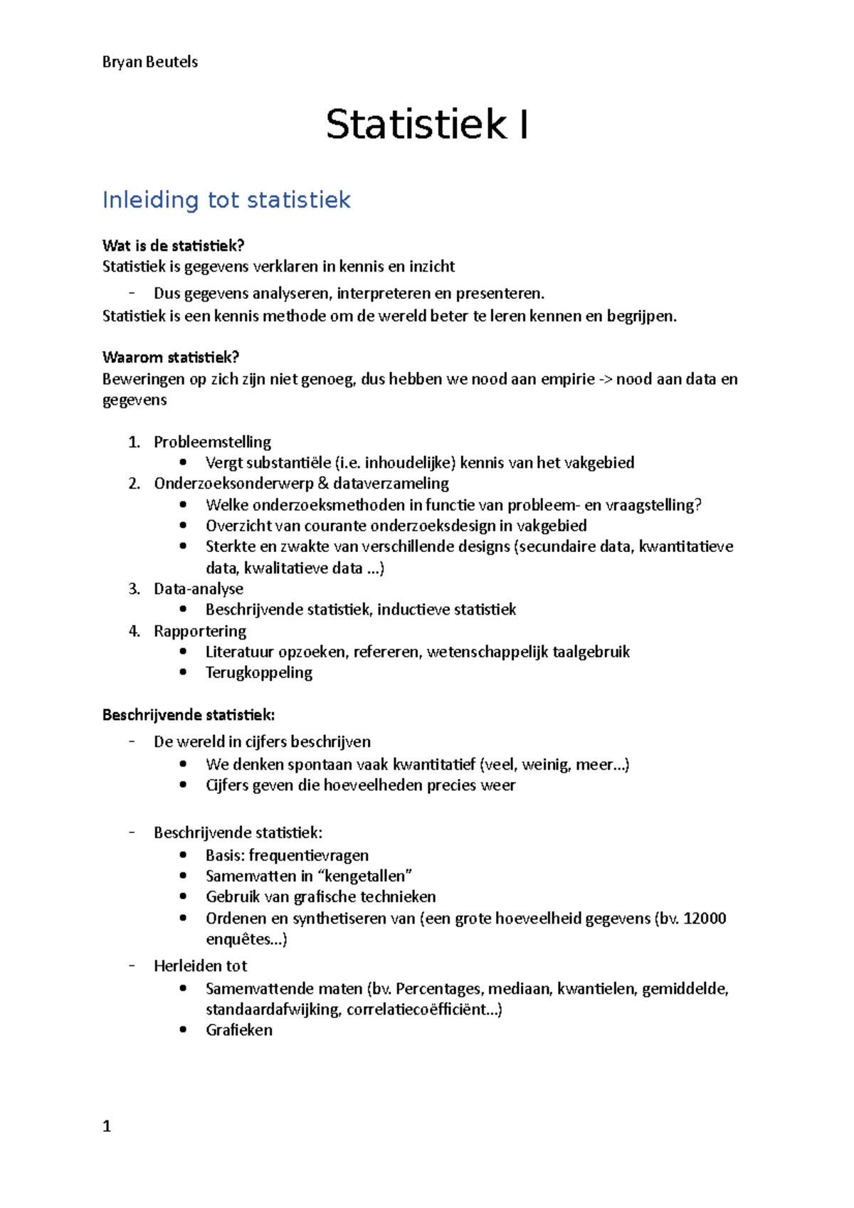 Statistiek I - Statistiek I Inleiding tot statistiek Wat is de ...