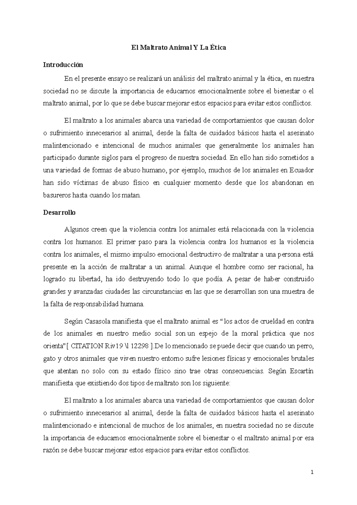 Corregido Animal - El Maltrato Animal Y La Ética Introducción En el ...