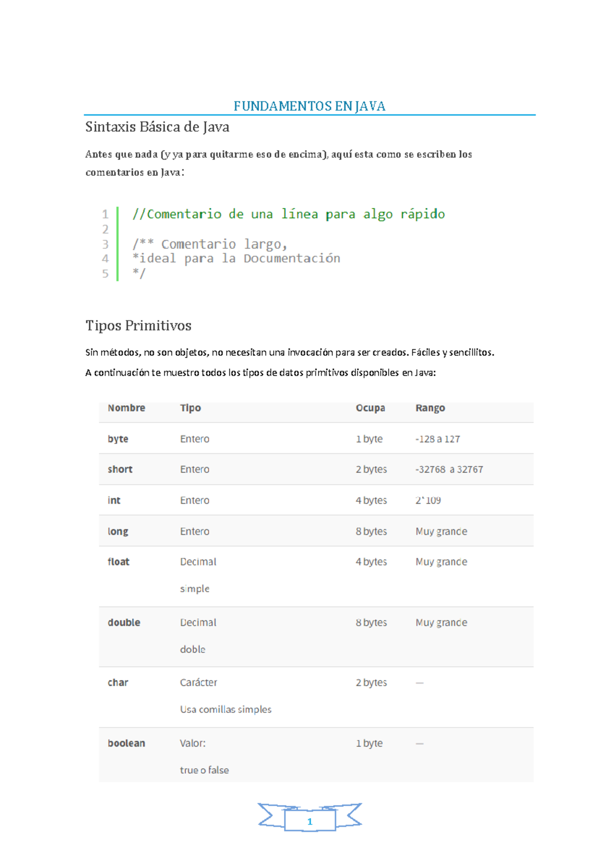Fundamentos EN JAVA - dfsd - FUNDAMENTOS EN JAVA Sintaxis Básica de ...