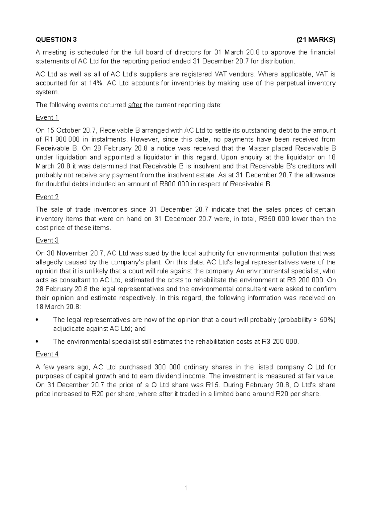 Chapter 19 QB Q3 Solution - QUESTION 3 (21 MARKS) A meeting is scheduled for the full board of ...