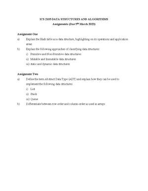DSA CAT Questions and Answers - DATA STRUCTURES AND ALGORITHMS CAT QUESTIONS NOTE: Answer all ...