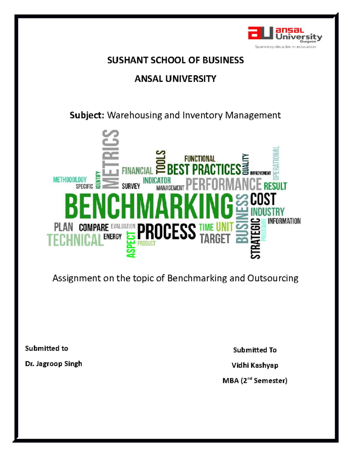 Warehousing and Inventory Management - SUSHANT SCHOOL OF BUSINESS ANSAL ...