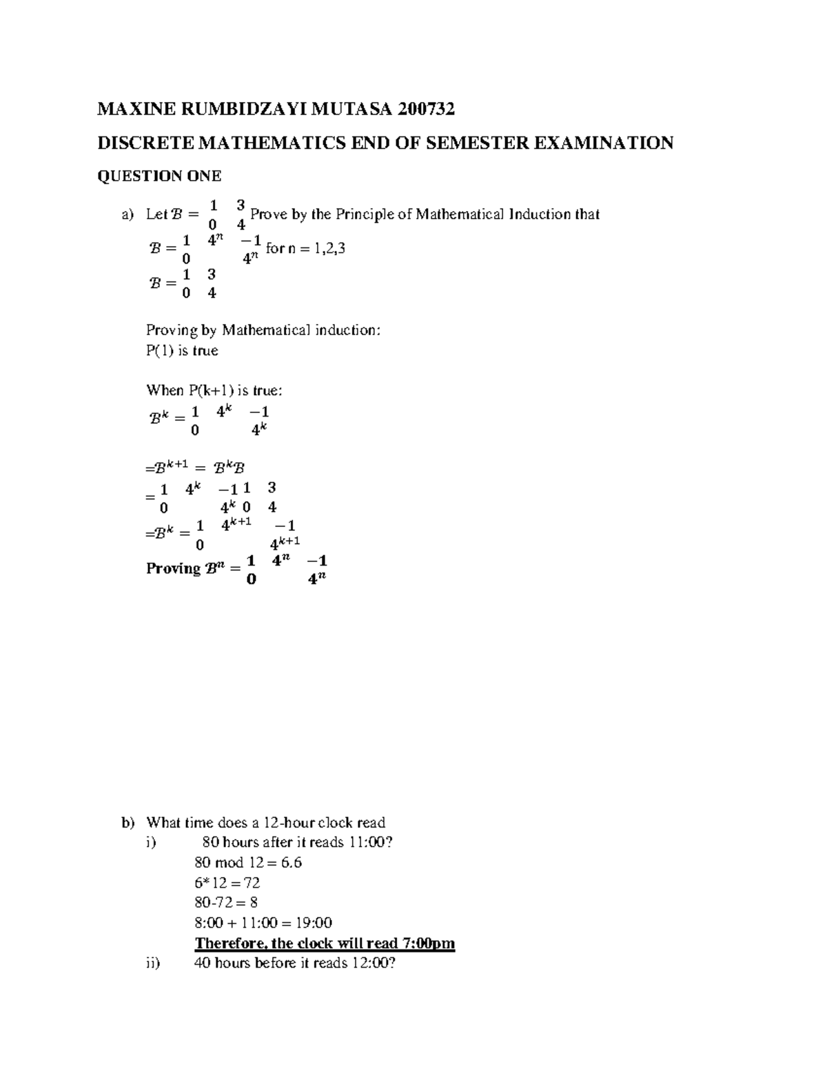Discrete Mathematics Assignment - MAXINE RUMBIDZAYI MUTASA 200 732 ...