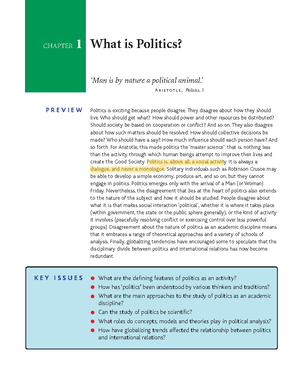 POLS 101 Notes - POLITICS, ANDREW HEYWOOD CHAPTER I: What is Politics ...