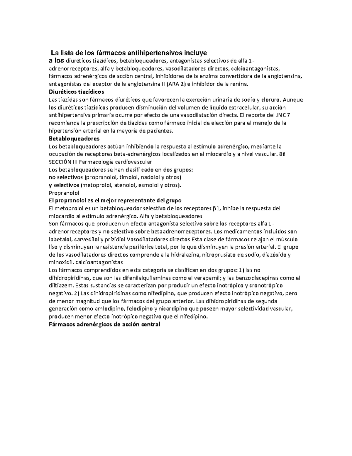 Antipertensivos - resumen - La lista de los fármacos antihipertensivos ...