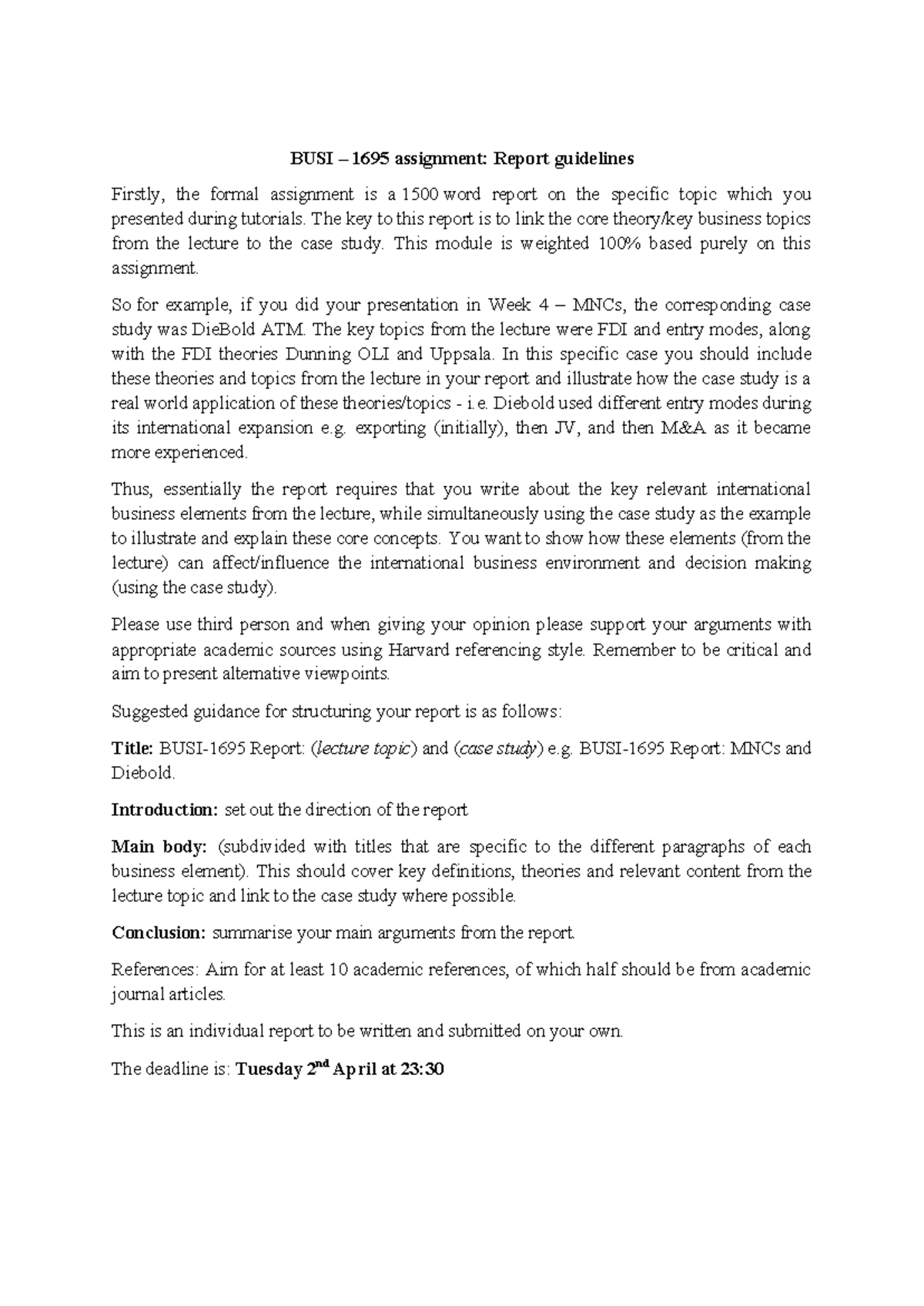 BUSI-1695 Assignment Guidelines (Jan 2024) - BUSI – 1695 assignment ...