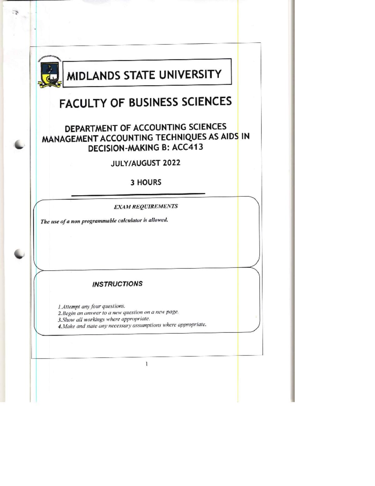 ACC413 AUG 2022 - facaulty of business - MANAGEMENT ACCOUNTING AIDS ...