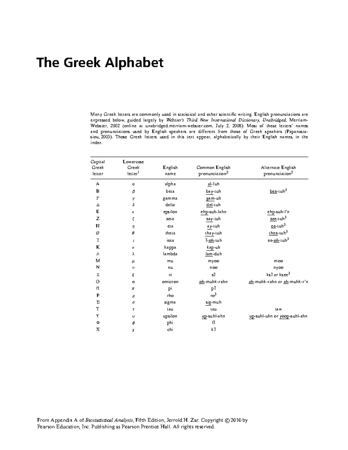 Statistical tables and graphs - The Greek Alphabet Many Greek letters ...