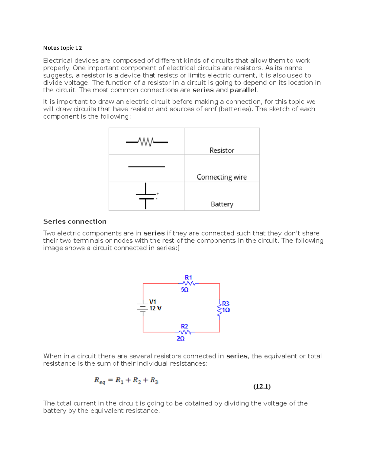 Notes topic 12 - notas - Notes topic 12 Electrical devices are composed ...