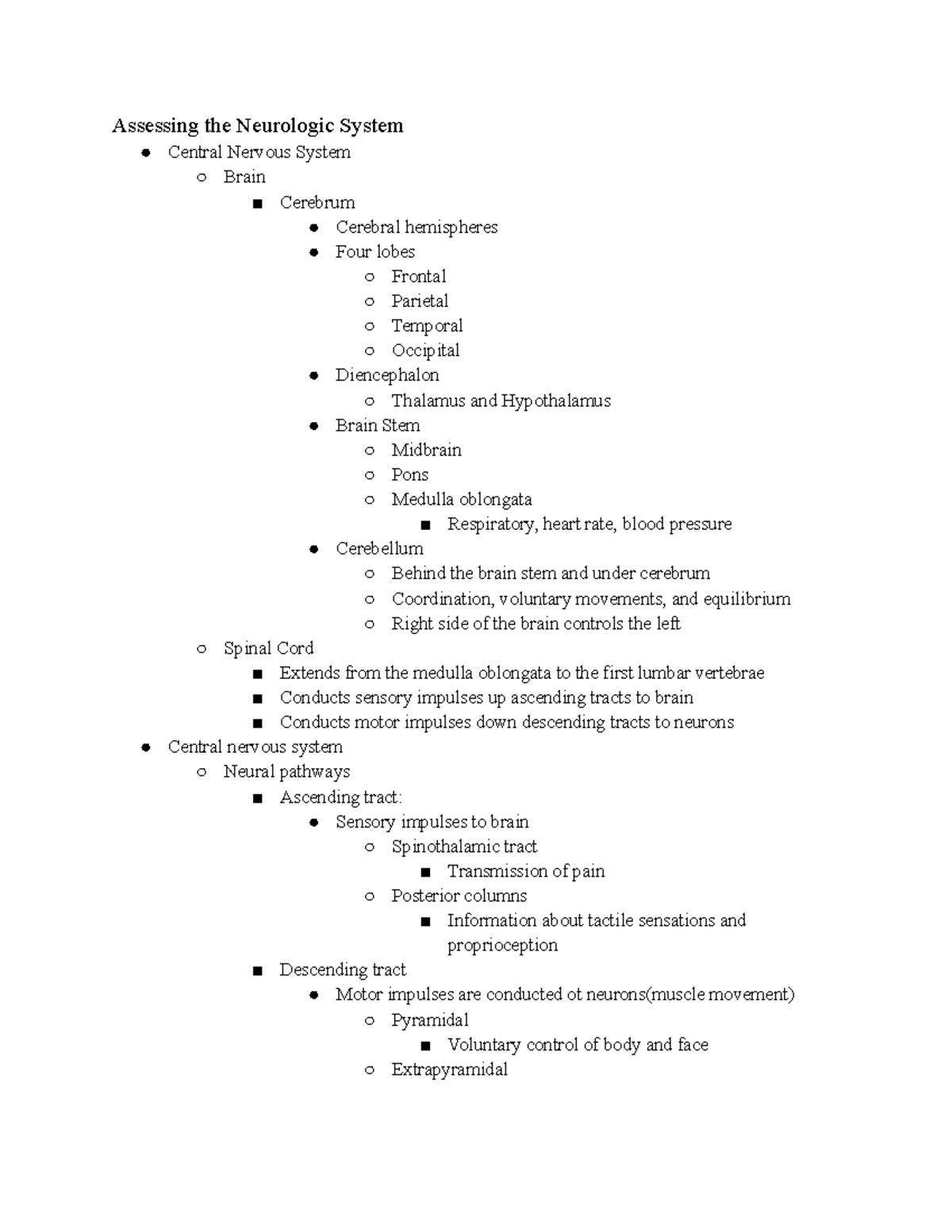 Assessing the Neurologic System - Studocu