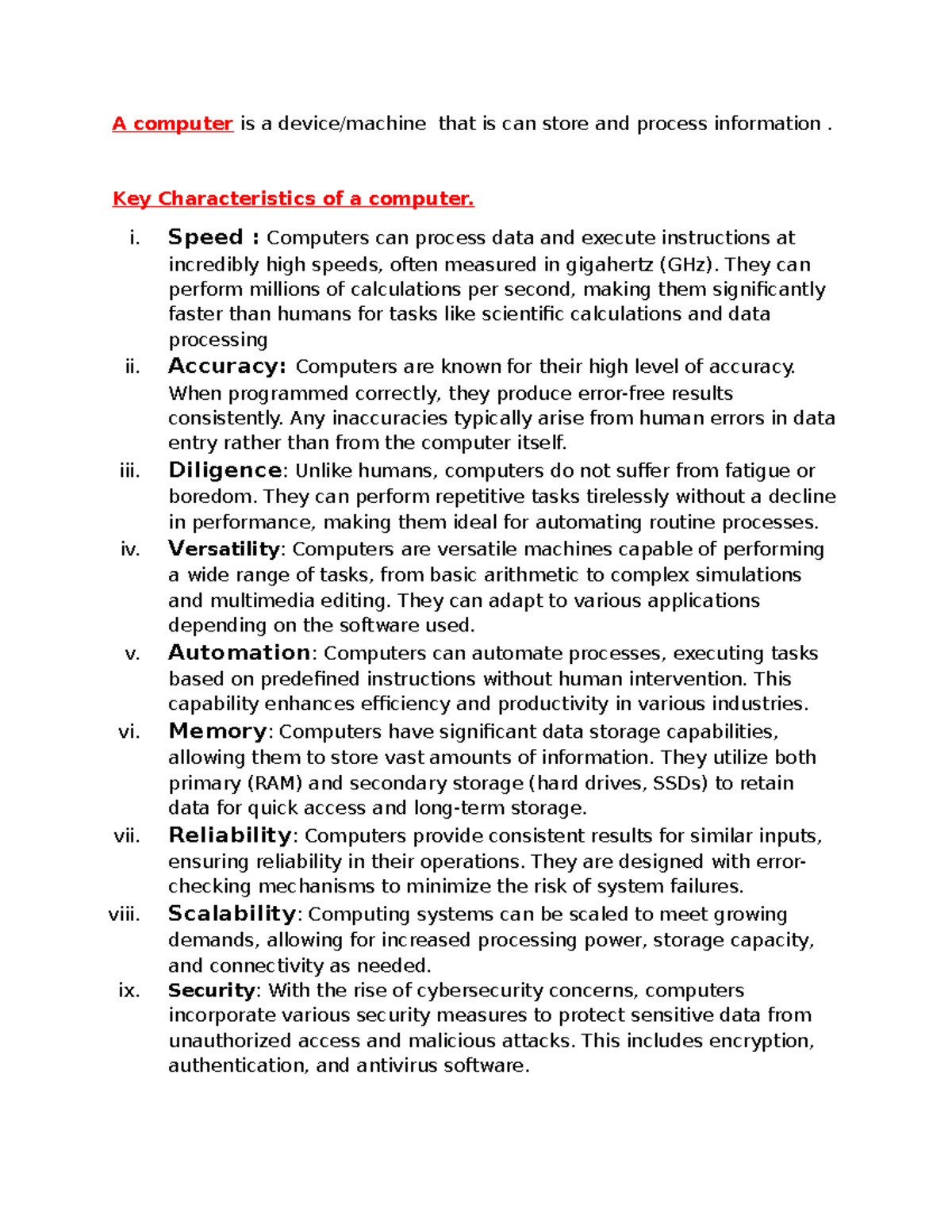 Computer studies grouo assignment - A computer is a device/machine that ...