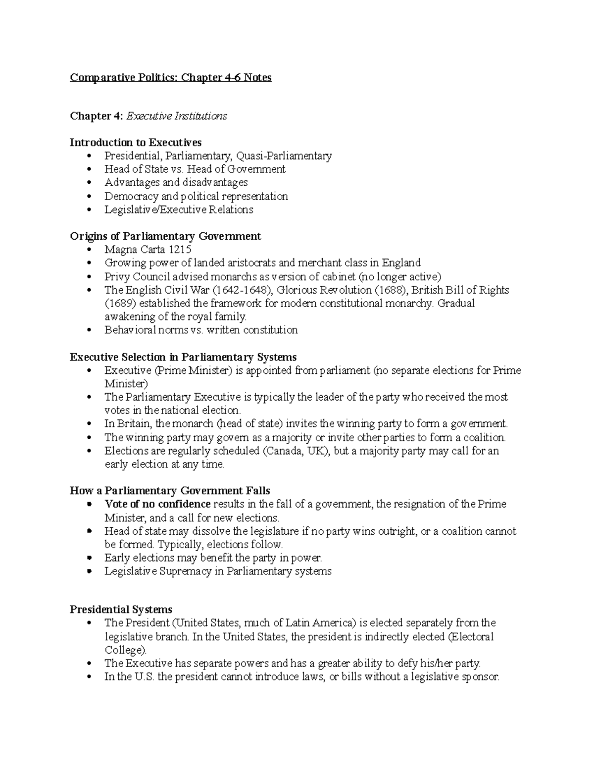 Comparative Politics Chapter 4-6 Notes - Comparative Politics: Chapter ...