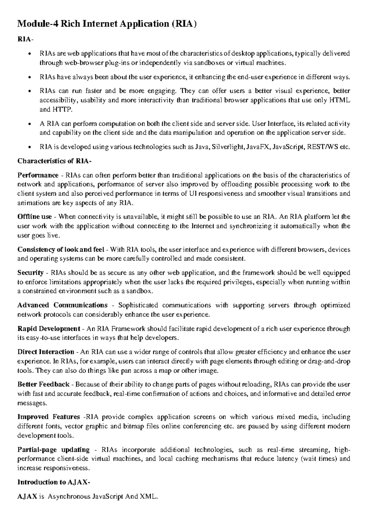Module 4 - Notes About software engineering - Module- 4 Rich Internet ...